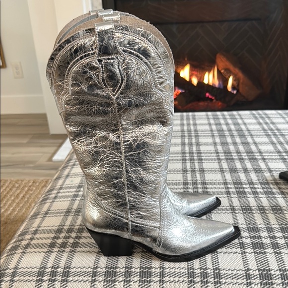 Shoes | Silver Western Cowboy Boots | Poshmark